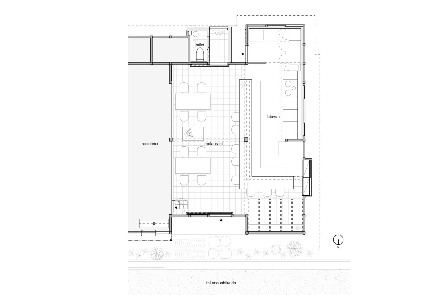今津康夫 / ninkipen!による、大阪・羽曳野市の飲食店「viteraska」。歴史ある街道沿いの古民家を改修。“現代的な料理”を提供する店舗の為に、“過去と現在をチューニング”する空間 ...